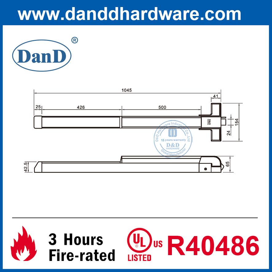 UL Listed Rim Type Fire Exit Device Touch Bar Steel Panic Bar-DDPD003 - Buy Fire Exit Device ...