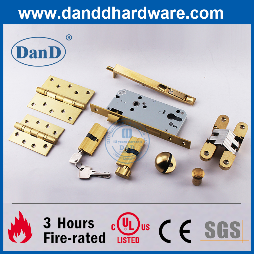 UL CE Certificate Fire Rated Satin Brass Building Hardware for Wooden ...