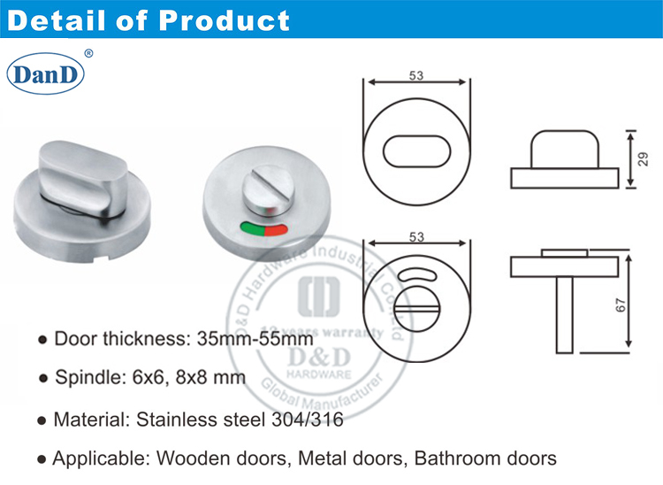 Stainless Steel Thumbturn and Release with Indicator for Toilet-DDIK002 ...